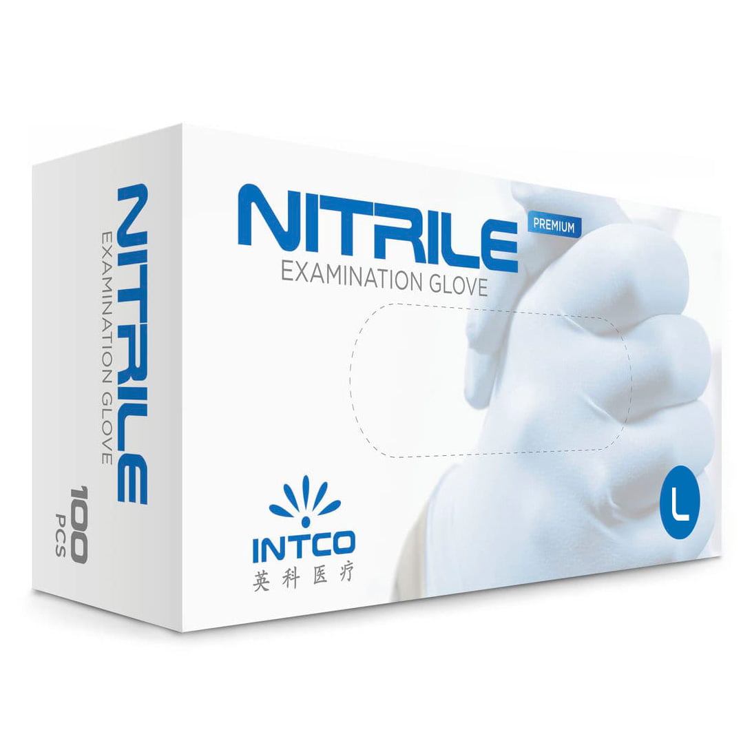 Manusi nitril, albastre, nepudrate, 100 manusi / cutie - INTCO