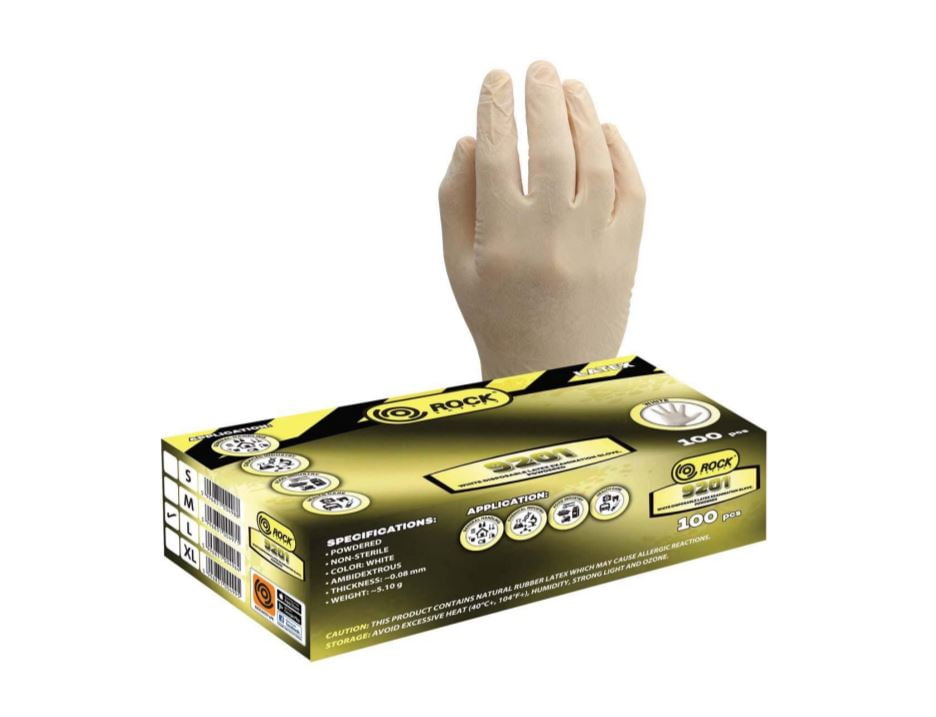 Manusi latex de unica folosinta pudrate 100 buc, marimea L, RS9201 ...