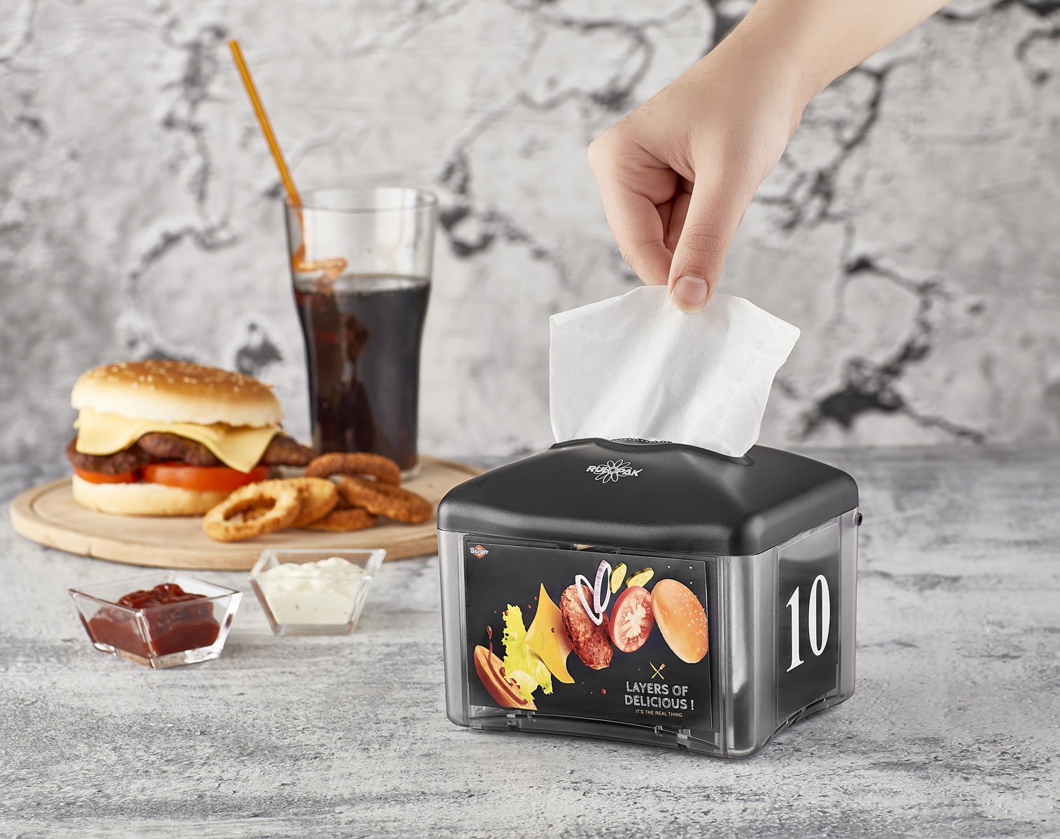 Dispenser pentru servetele de masa cu fereastra de afisare R1333, negru ...