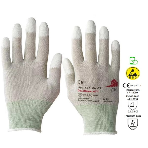 Manusi de protectie ESD cu imersie PU pe degete, CovaSpec 471, din ...