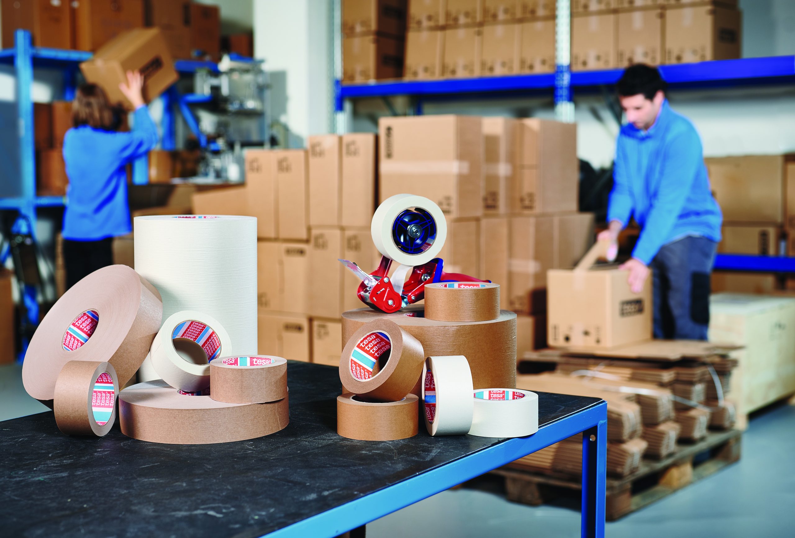 Banda ecologica din hartie TESA®4713 pentru ambalare, alba, latime 50 ...