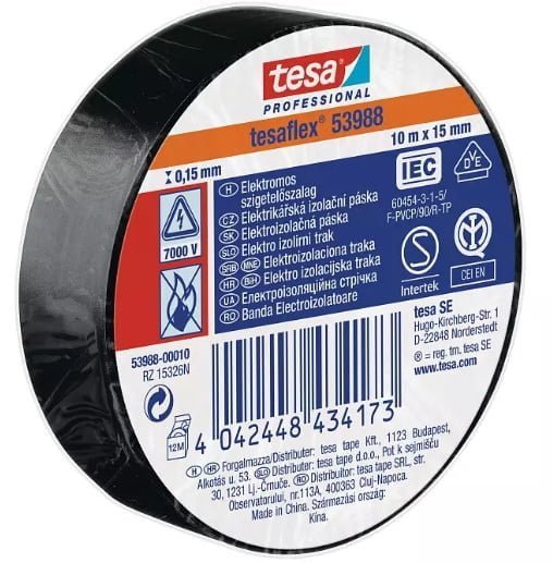 Banda electroizolatoare tesaflex® 53988, PVC, diverse culori, latime 15 ...