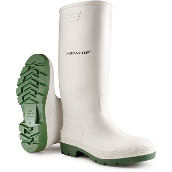 Cizme de cauciuc sintetic PVC Dunlop Pricemastor albe, cu talpa ...