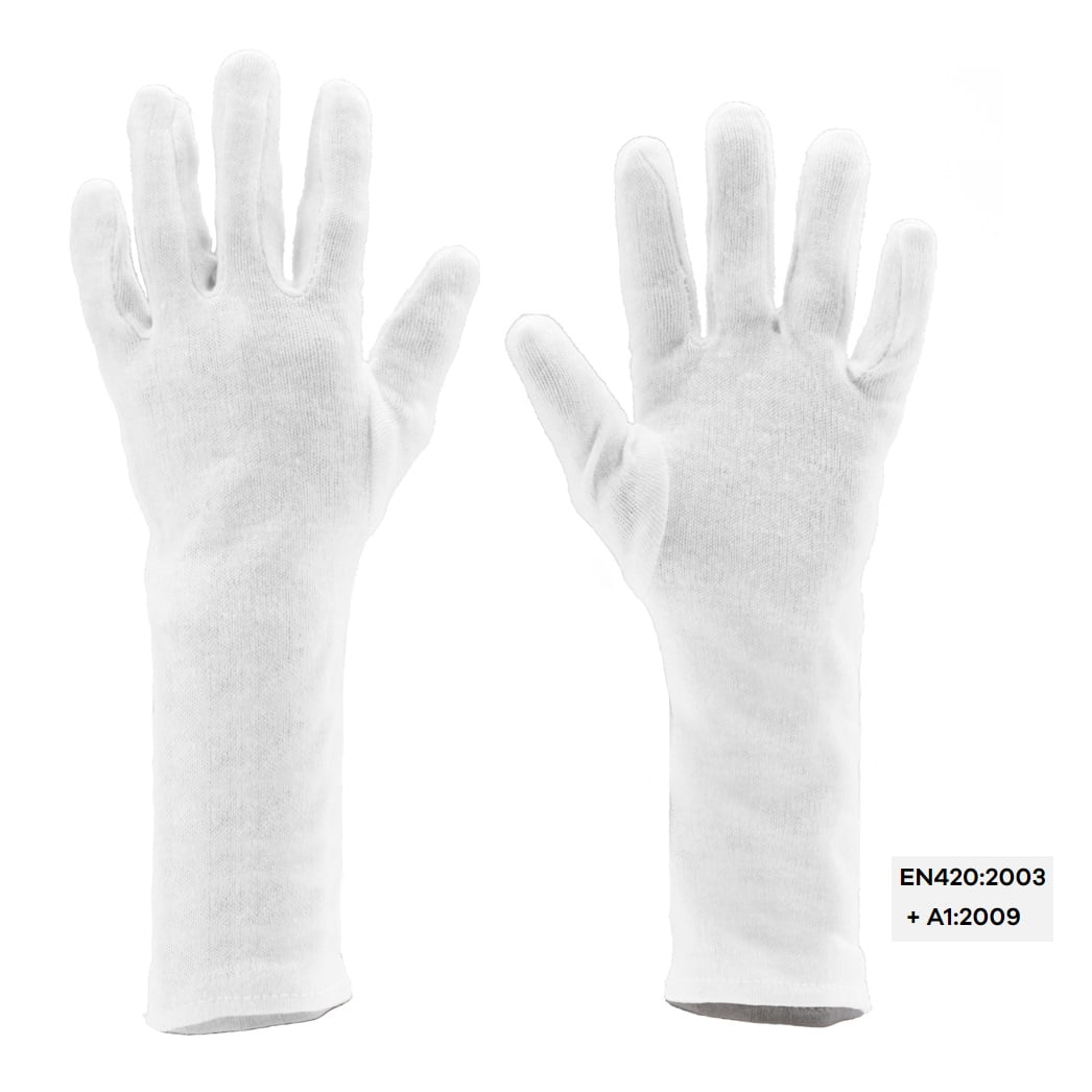 Manusi din bumbac si polyester, Eurolite 4152, albe, 40 cm lungime ...