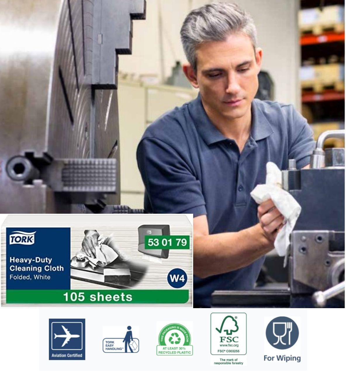 Lavete industriale ultra-rezistente Tork 530179, reutilizabile, W4 ...