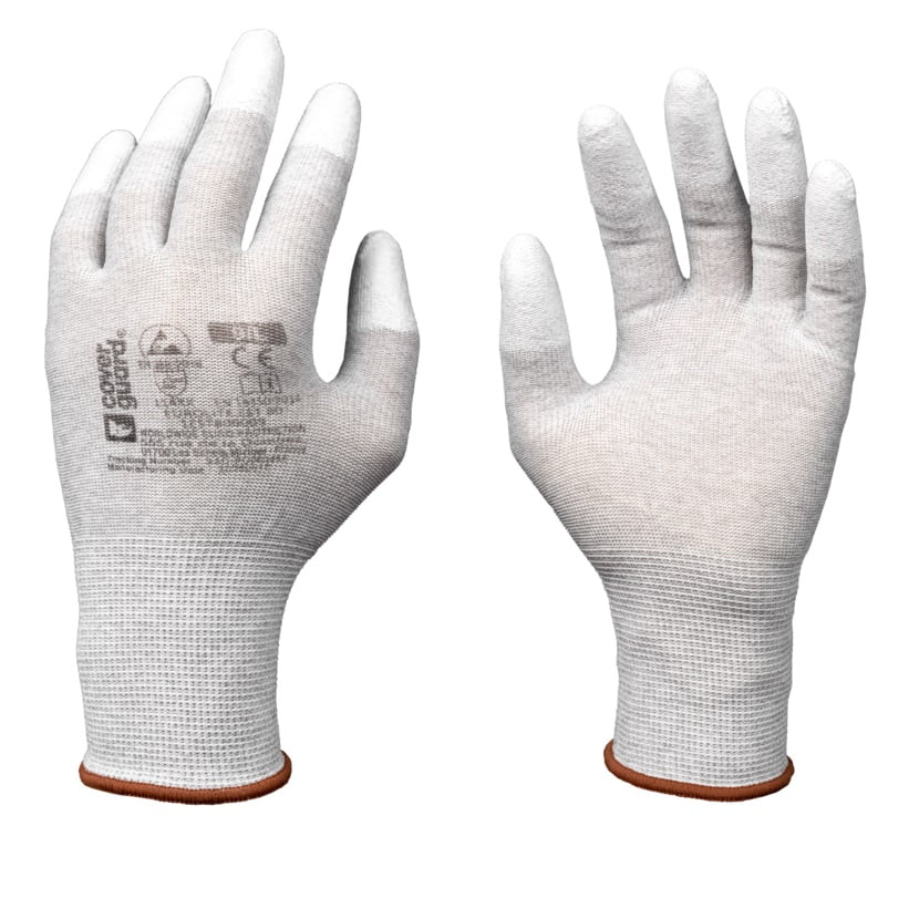 Manusi de protectie ESD cu imersie PU pe degete, EUROLITE EST80, gri ...