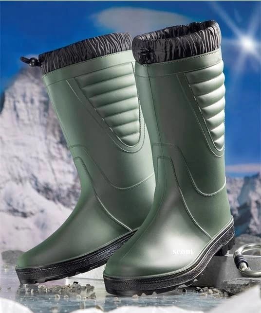 Cizme din PVC, imblanite, FROST GREEN, verzi, captuseala din blana ...
