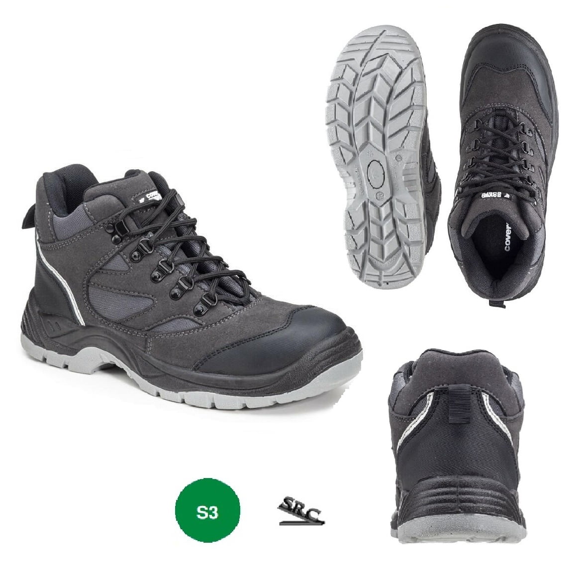 Bocanci de protectie S3, SRC, SILVER cu bombeu metalic, partea ...