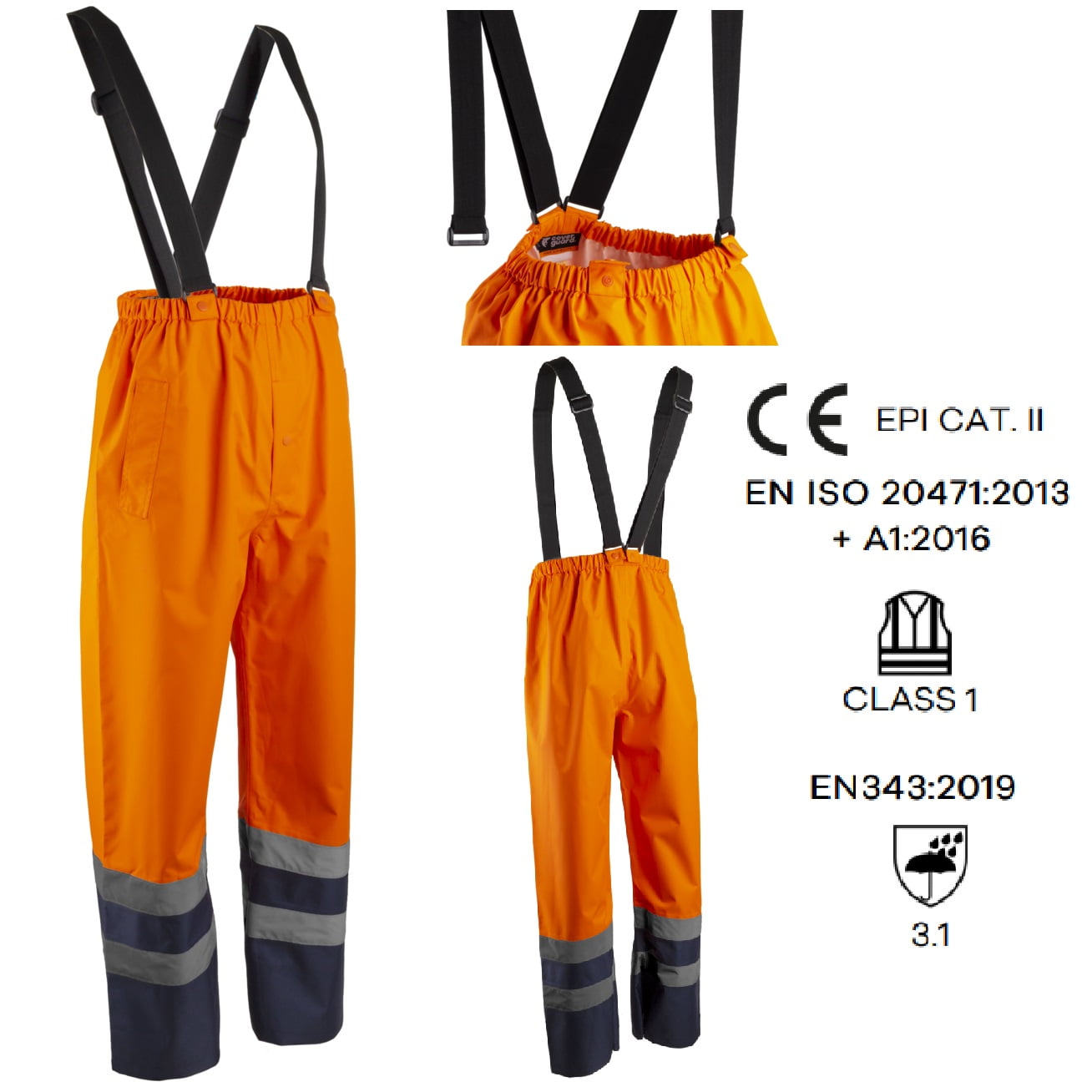 Pantaloni impermeabili HI-Viz, pentru conditii de ploaie si vant, Hydra ...
