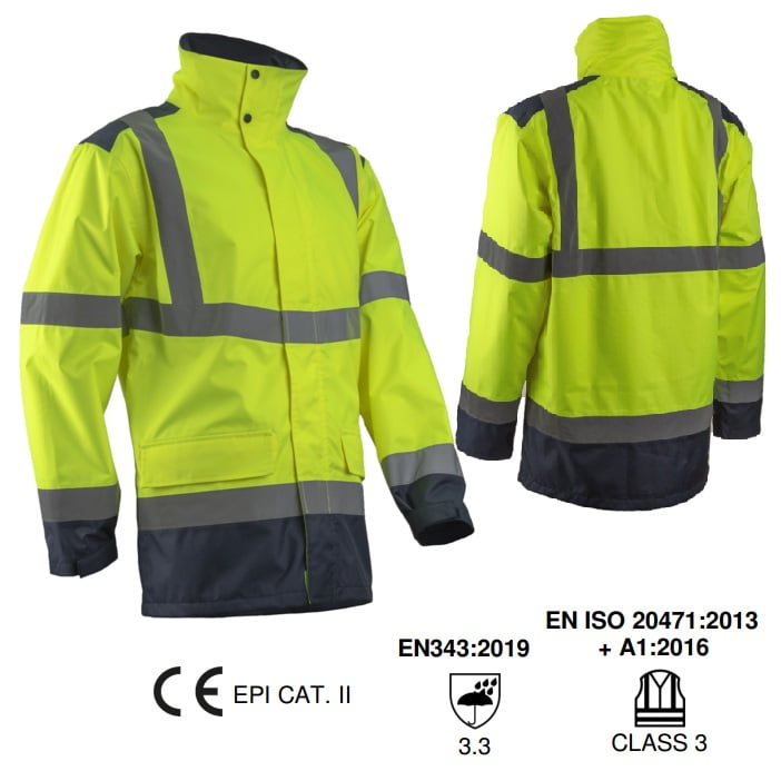 Jacheta impermeabila HI-Viz, de ploaie si vant, Kazan, galben ...