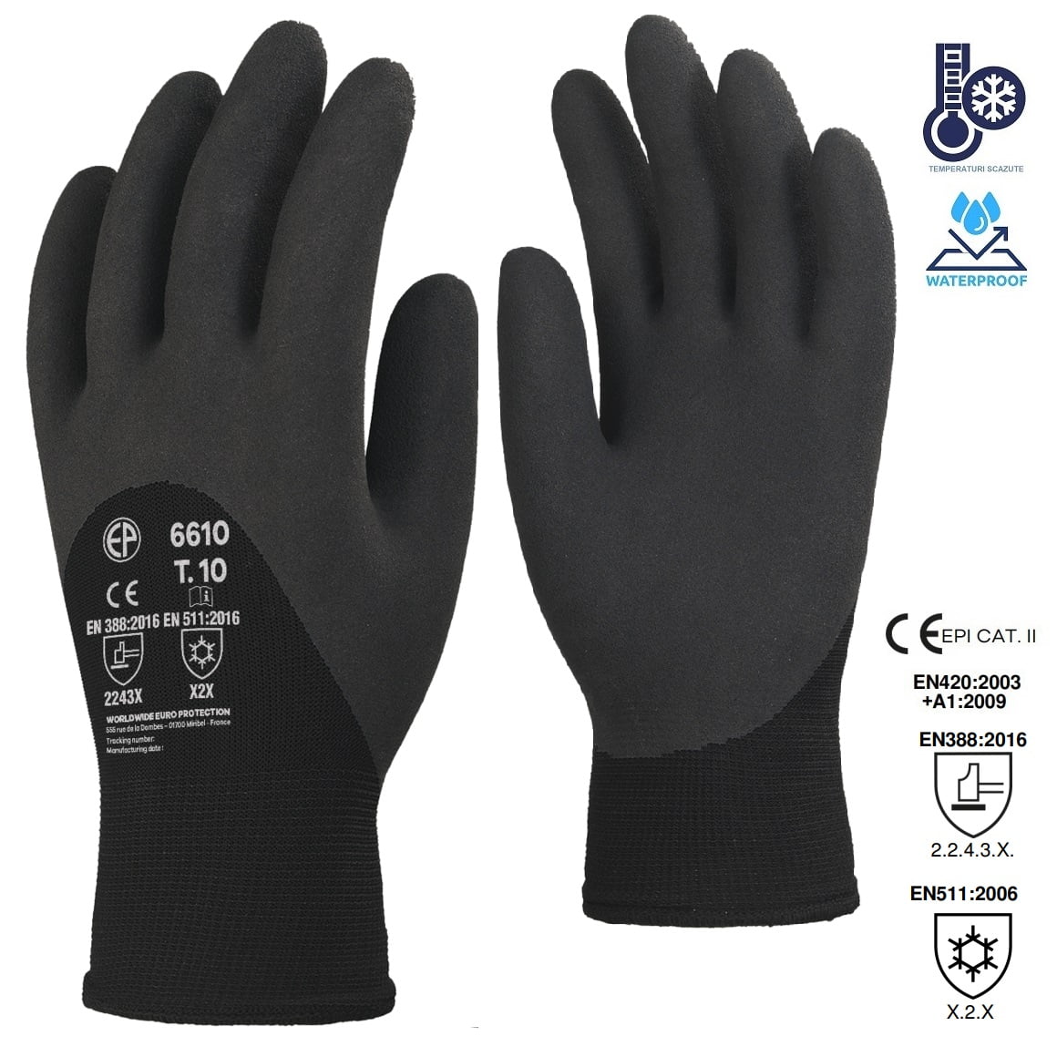 Manusi de protectie pentru iarna, EUROWINTER Thermolite 6610, negre ...