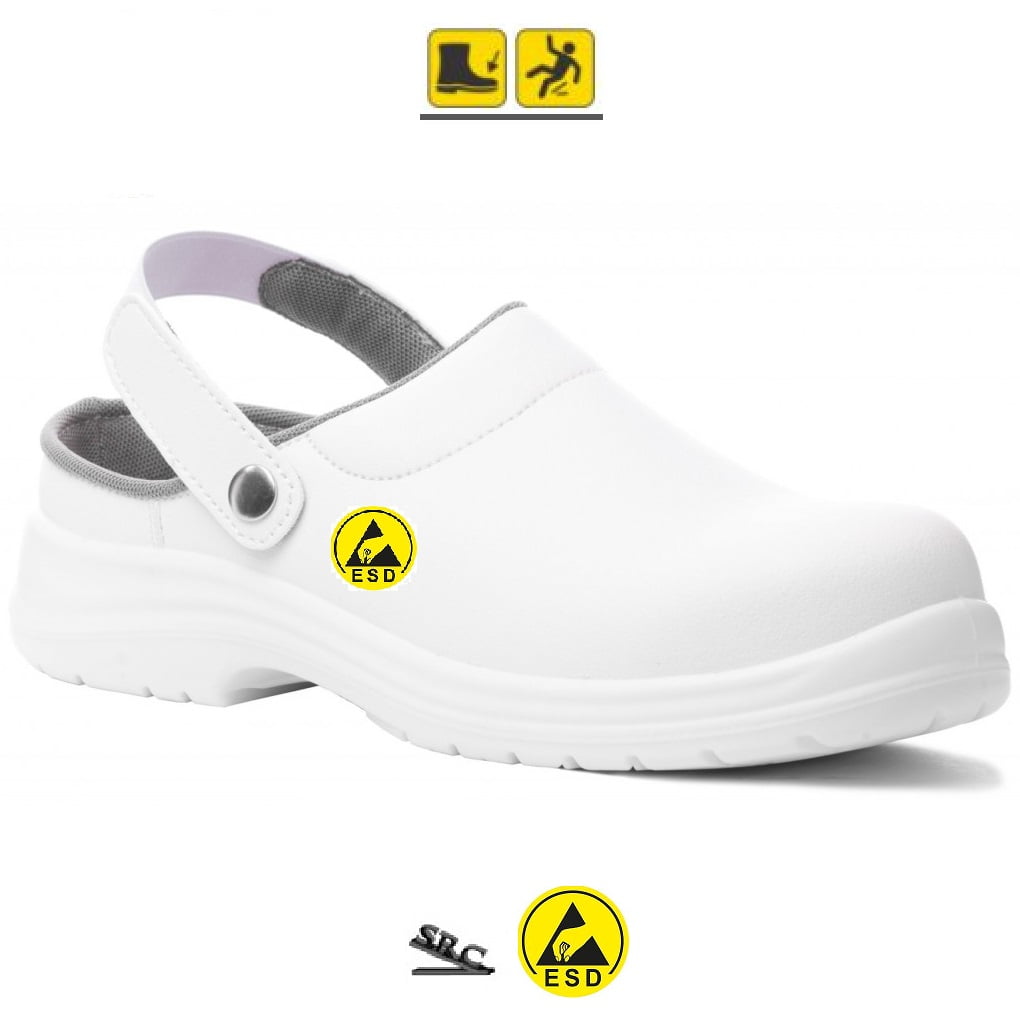 Saboti de protectie SB, SR, ESD, Okenite-CLOG, albi, din microfibra ...