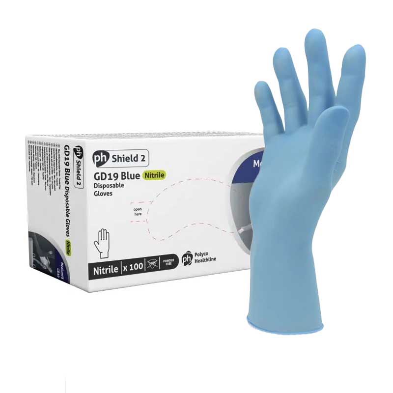 Manusi nitril albastre de unica folosinta, SHIELD GD19, nepudrate ...