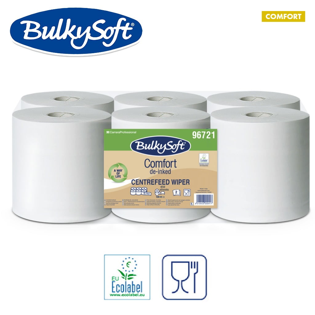 Rola derulare centrala, Bulkysoft 96721, De-inked, alba, 2 straturi ...