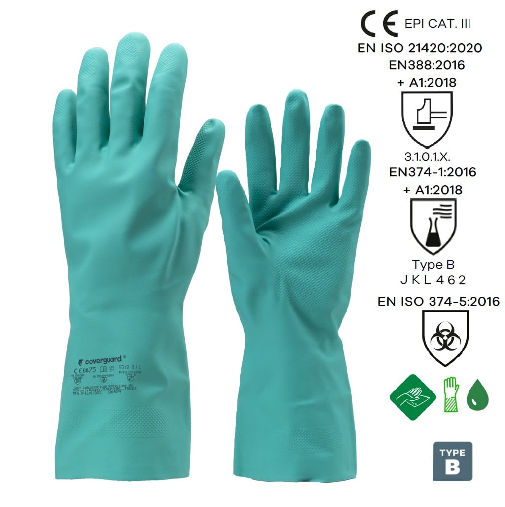 Manusi protectie chimica din acrilonitril, Eurochem N5520, rezistente ...